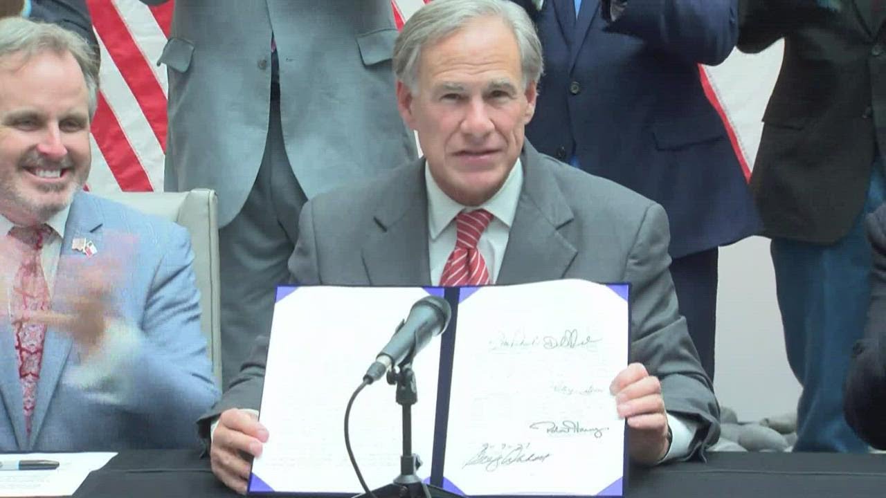 Gov. Greg Abbott signs election integrity bill into law in Tyler - YouTube