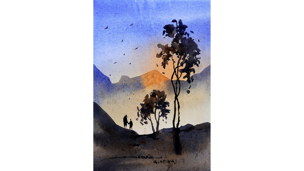 Basic Watercolor Landscape Painting for Beginners - YouTube