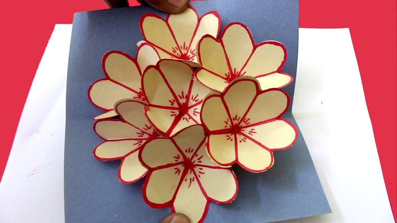 How To Make Popup Flower Card - DIY 3D Card | Love Card Making | DIY ...