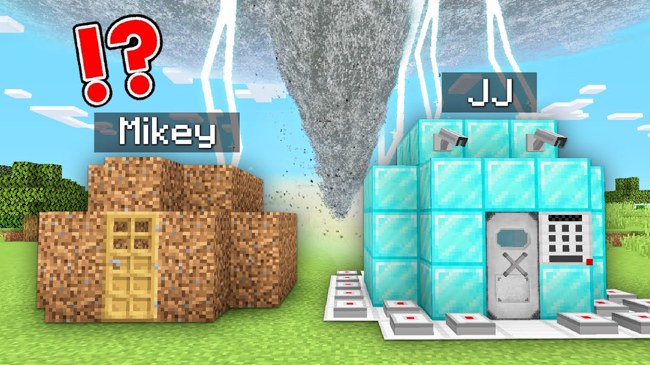 Tornado vs Security House Base In Minecraft Baby JJ and Mikey challenge ...
