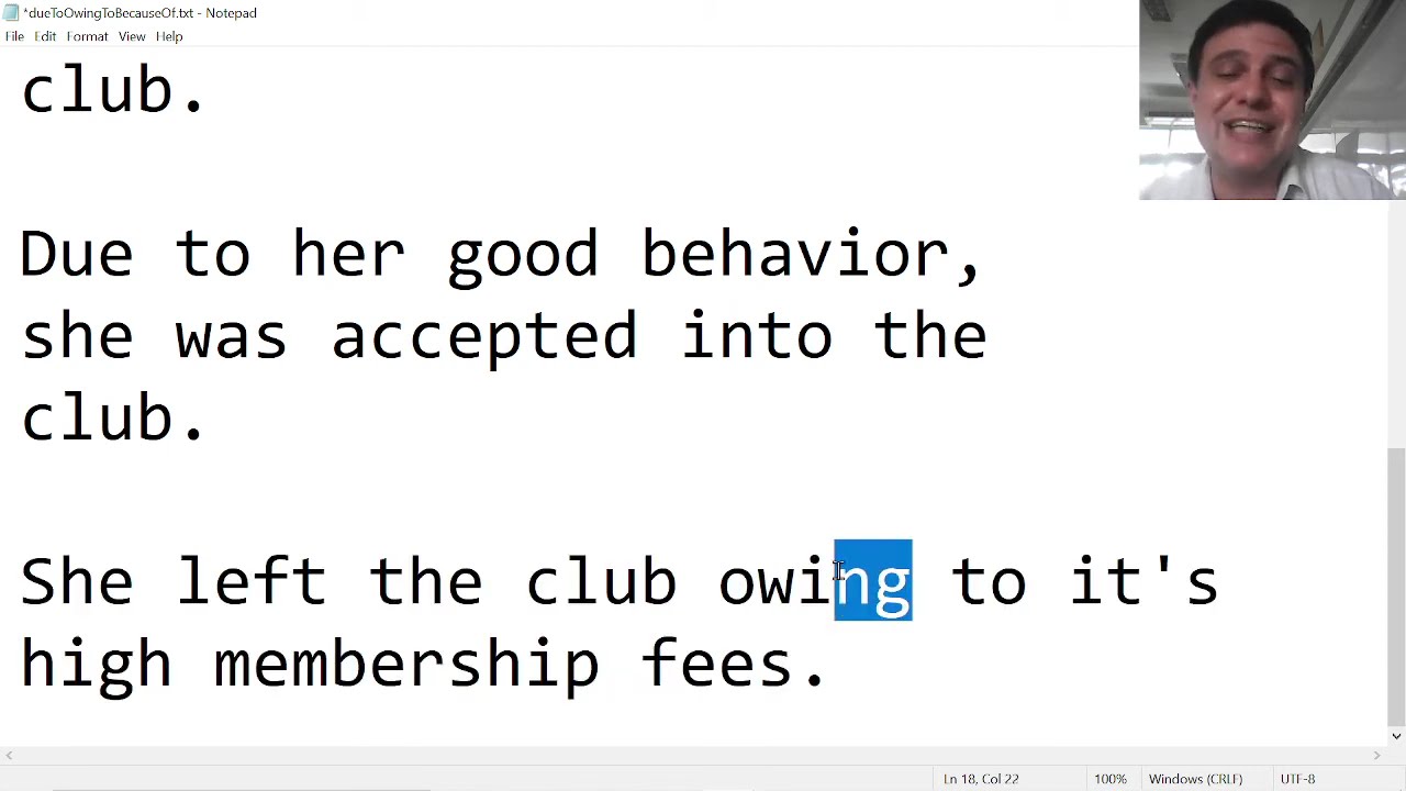 Owing To, Because of, Due to - YouTube