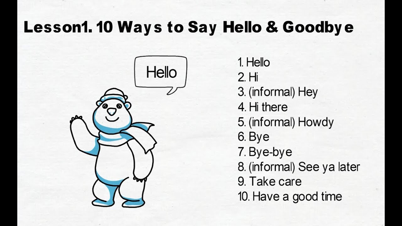 English Lesson1. 10Ways to say Hello & Goodbye - YouTube