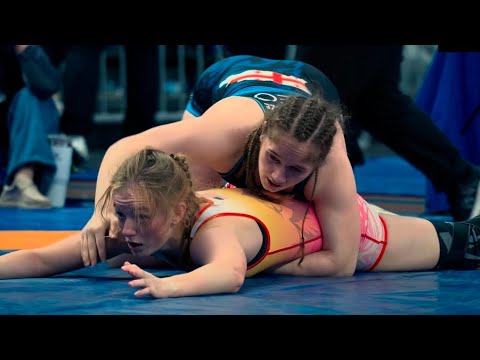 U20 Jordan Heibult (USA) vs Nini Tsitsvidze (GEO) 57kg. Girls youth women's wrestling. B-cam-man