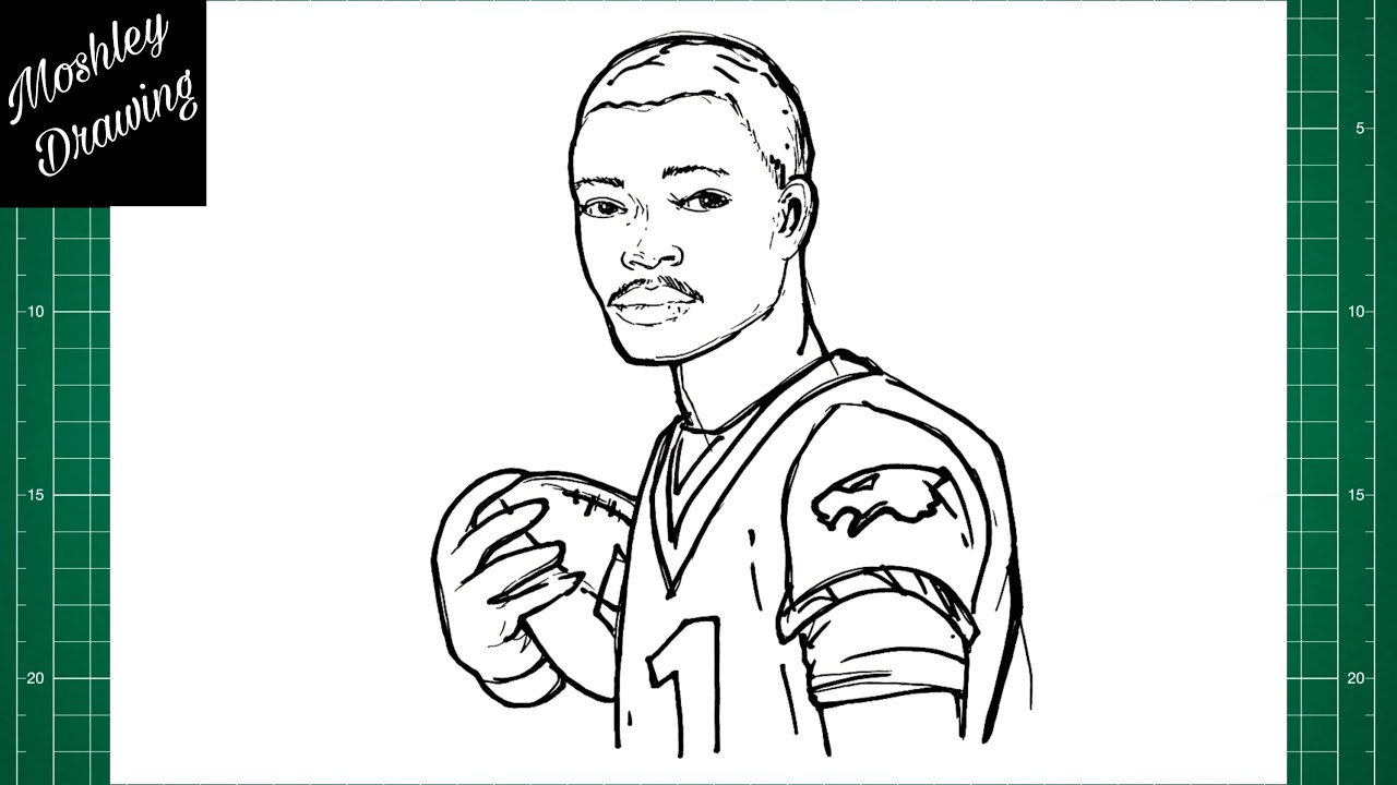 How to Draw Devonta Smith - NFL Player - YouTube