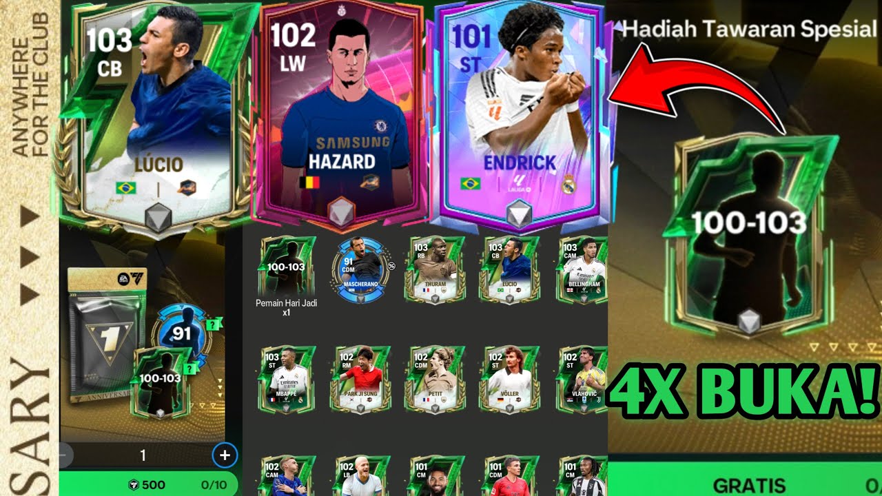 GACHA 4X PACK OVR 100-103 ANNIVERSARY DAPET LUCIO 103! PAKET PALING ...