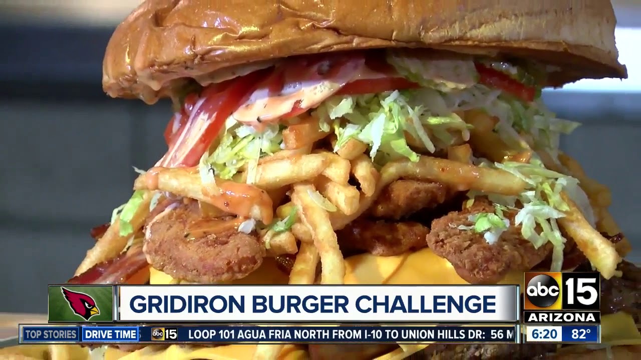 Whoa! Arizona Cardinals add 7-pound burger challenge to the menu - YouTube