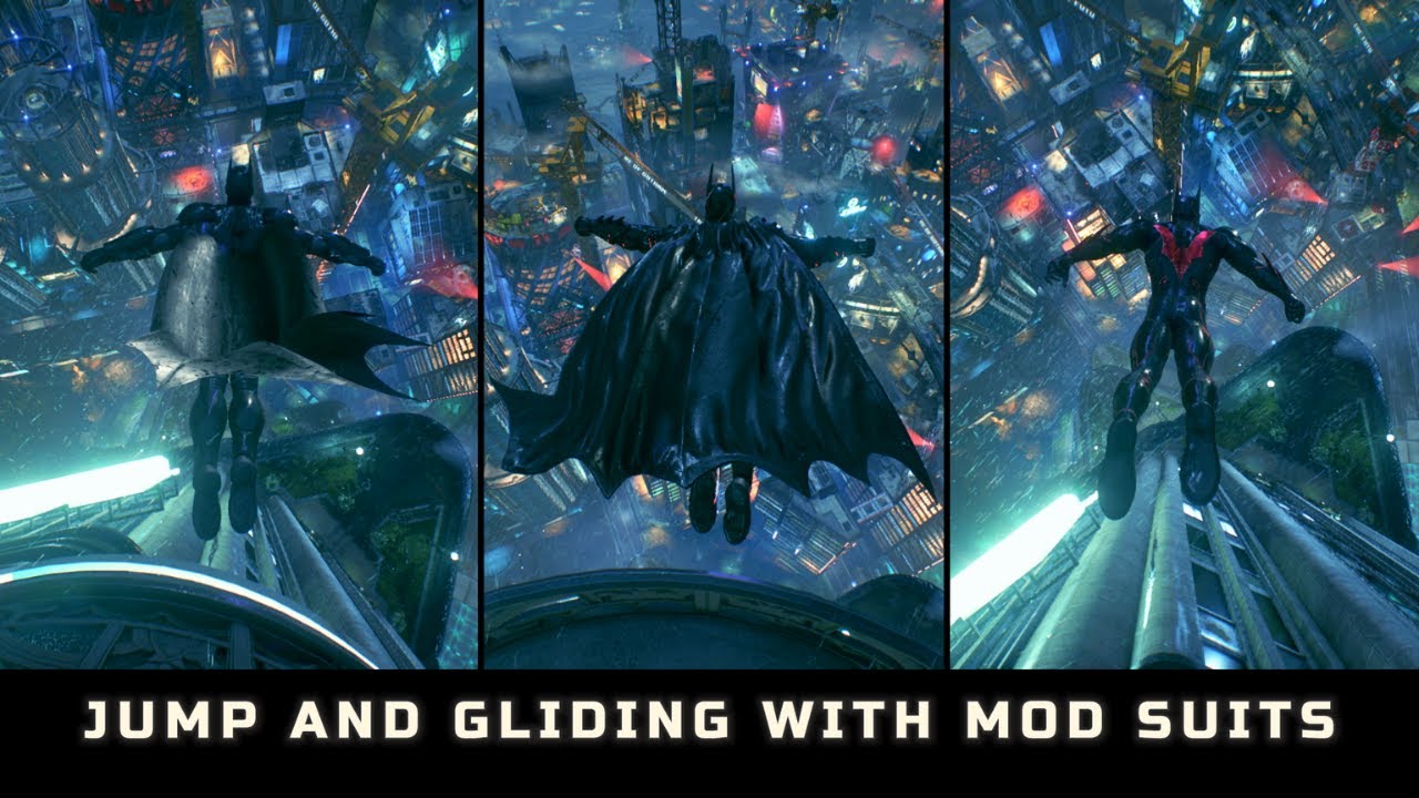 Batman Arkham Knight - TOP Batman Mod Suits Gliding Scene - YouTube