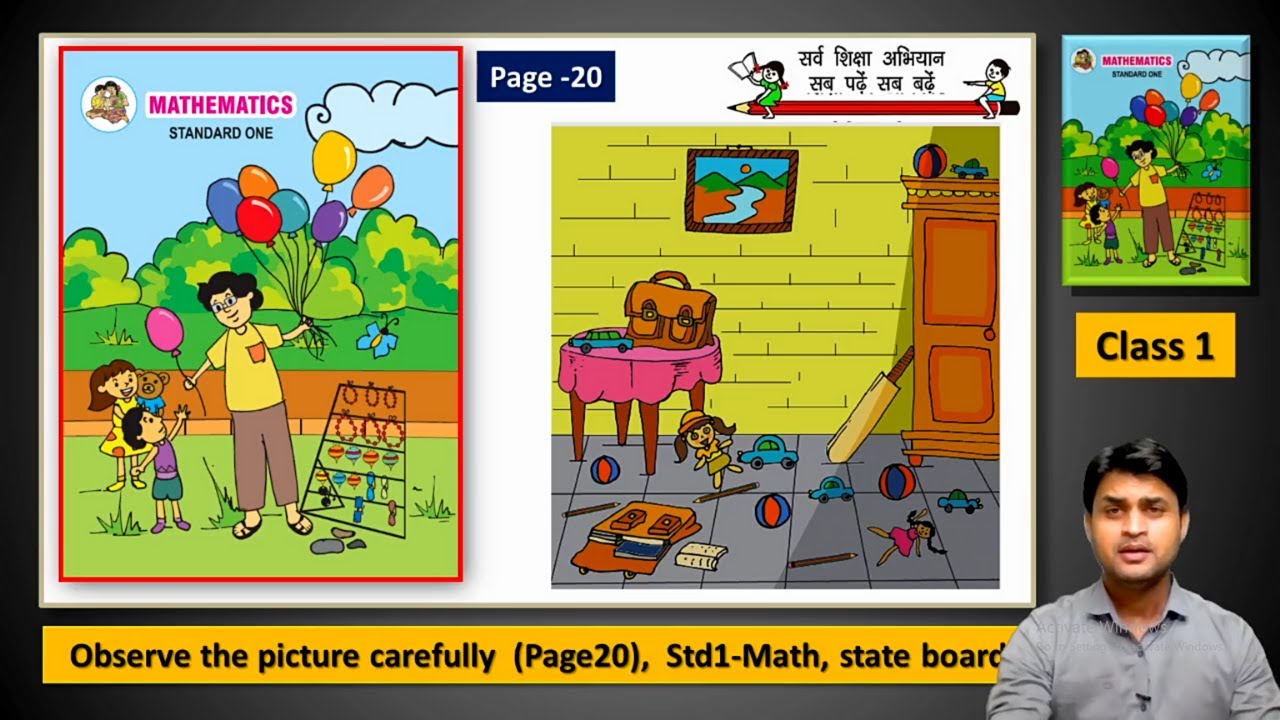 Observe the picture carefully std 1 math page 20 | Count and write std ...