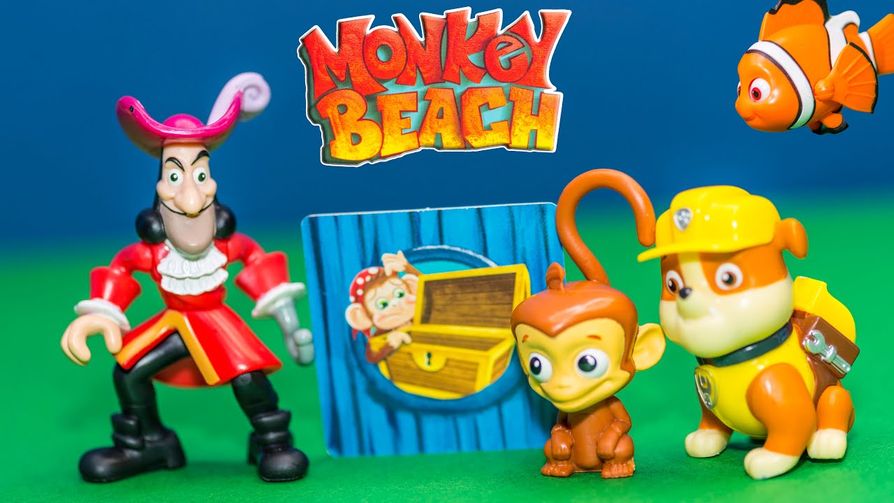 ASSISTANT Plays Monkey Beach Game with Nemo + Paw Patrol + Captain Hook ...