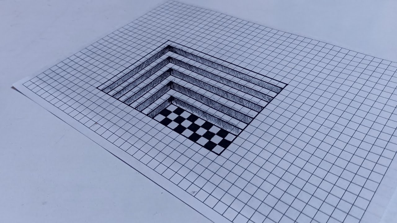 How to draw 3d stairs on graph paper.| 3d art. | 3d ladder drawing.| 3d ...