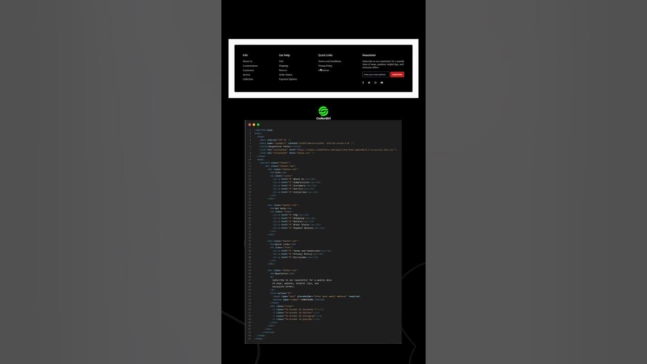 Footer Section In Html And Css Viral Codinglover Webdesign Shortvideo Coderslife Css Youtube