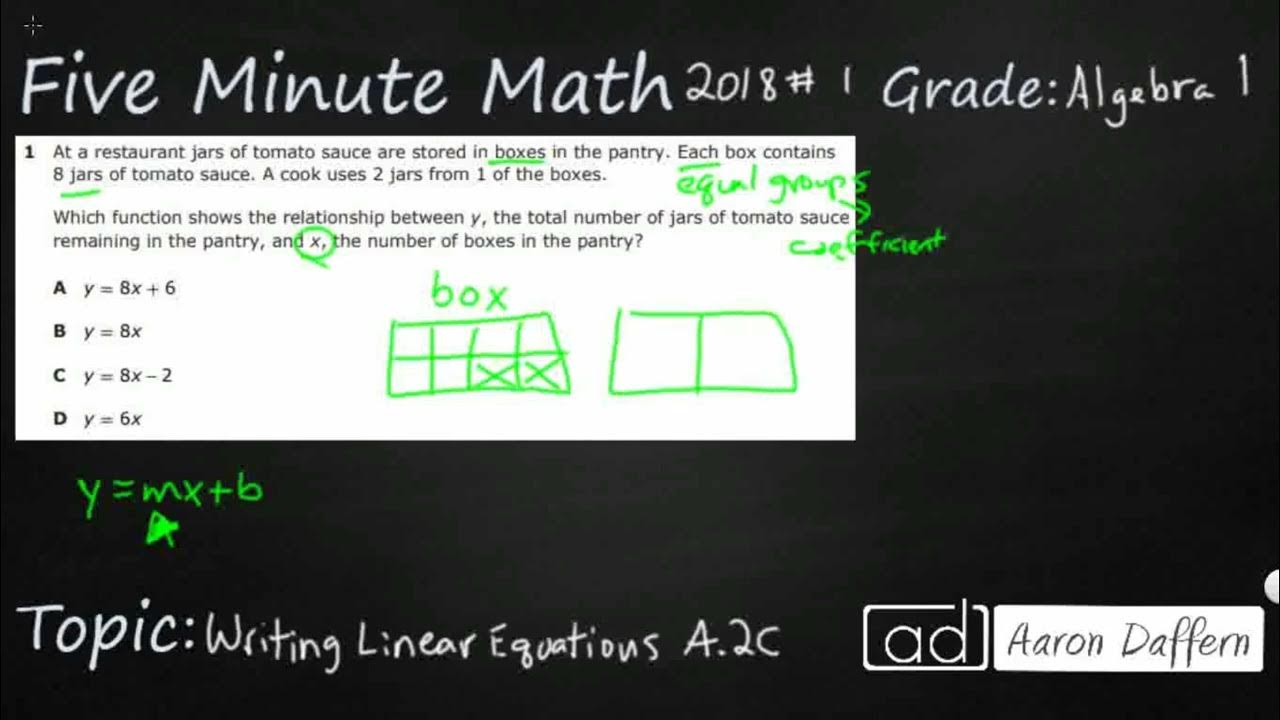 Algebra 1 STAAR Practice Writing Linear Equations (A.2C - #5) - YouTube
