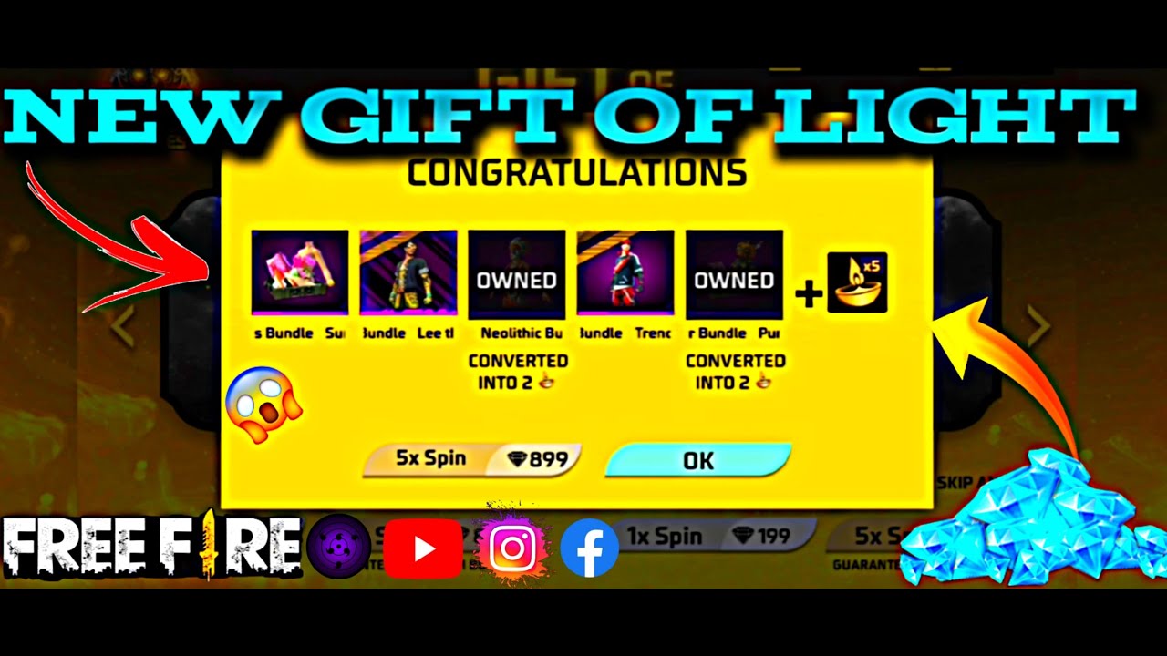 FREE FIRE NEW EVENT GIFT OF LIGHT 😱😎😈 - YouTube