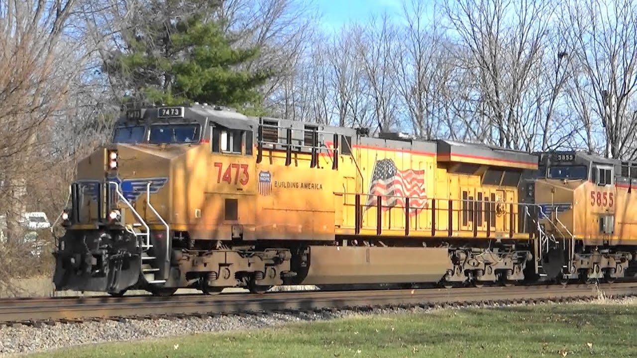 UP 7473 Leads a Z-Train, Galesburg, IL 12/17/21 - YouTube
