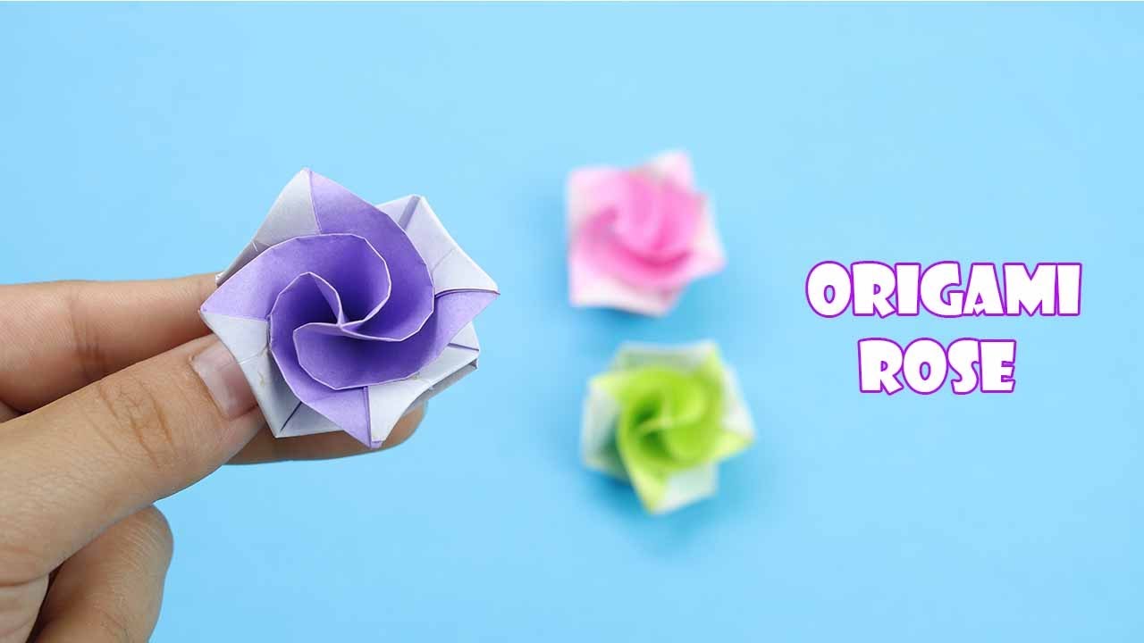 Easy Origami Rose / Simple Paper Flower / Origami Rose Two Colors - YouTube