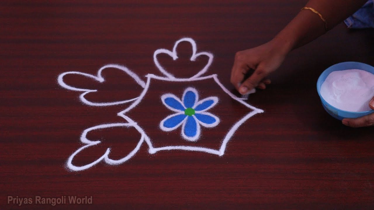 3 Dots Rangoli/Bird Design Rangoli/Creative Rangoli Design - YouTube