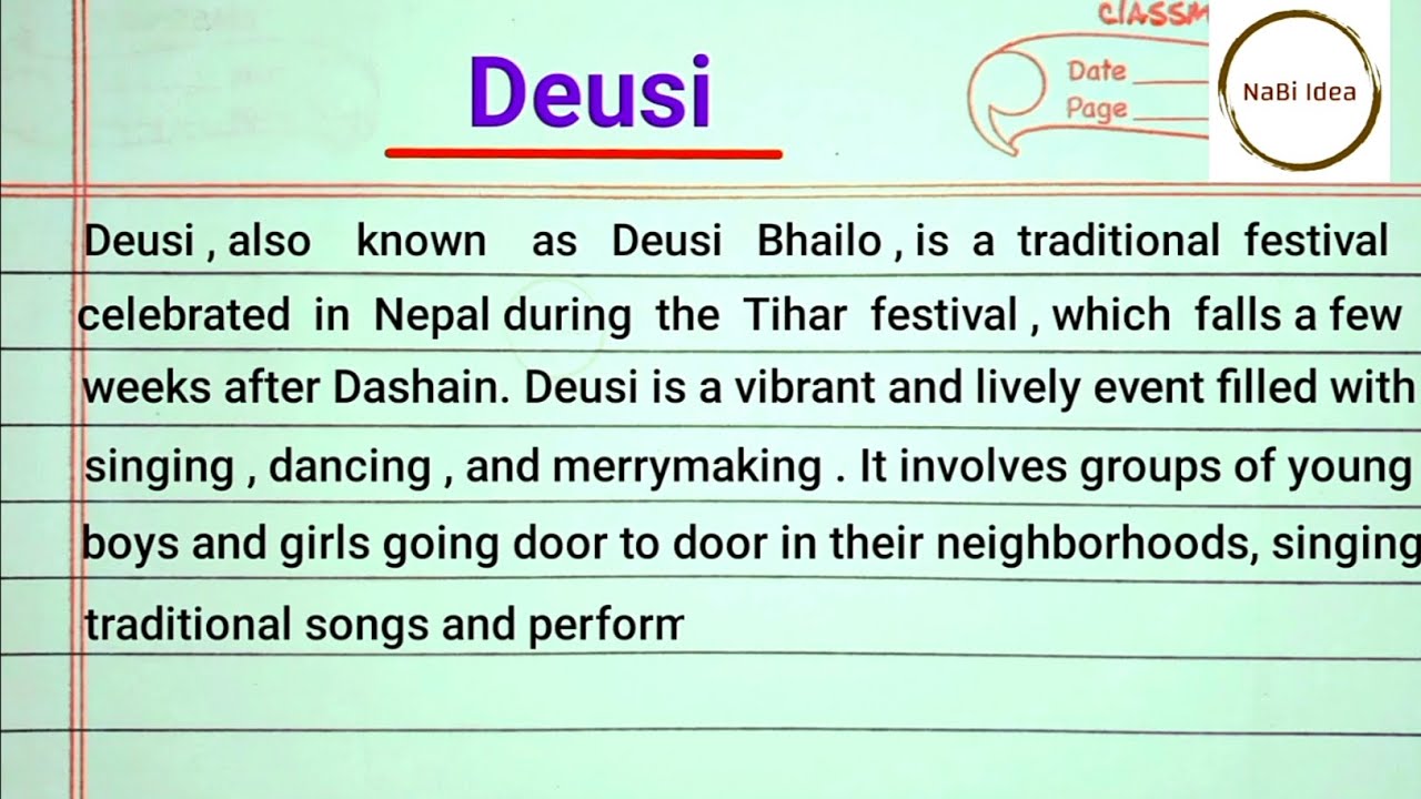 Deusi essay in English || Tihar Deusi essay || essay about Deusi of ...