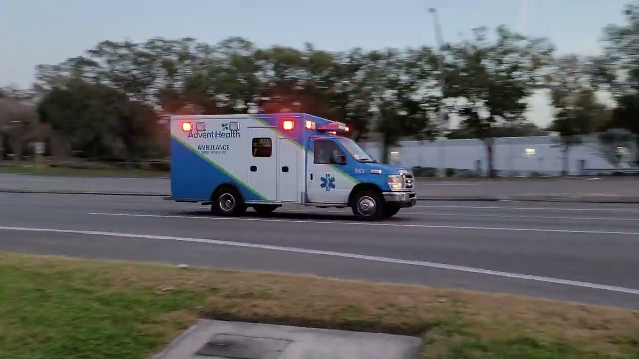 Advent Health Ambulance Unit 567 transporting patient Code 3. - YouTube