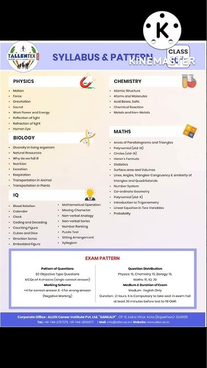 Class 10 Tallentex Syllabus 2022#motivational #motivationalvideo # ...