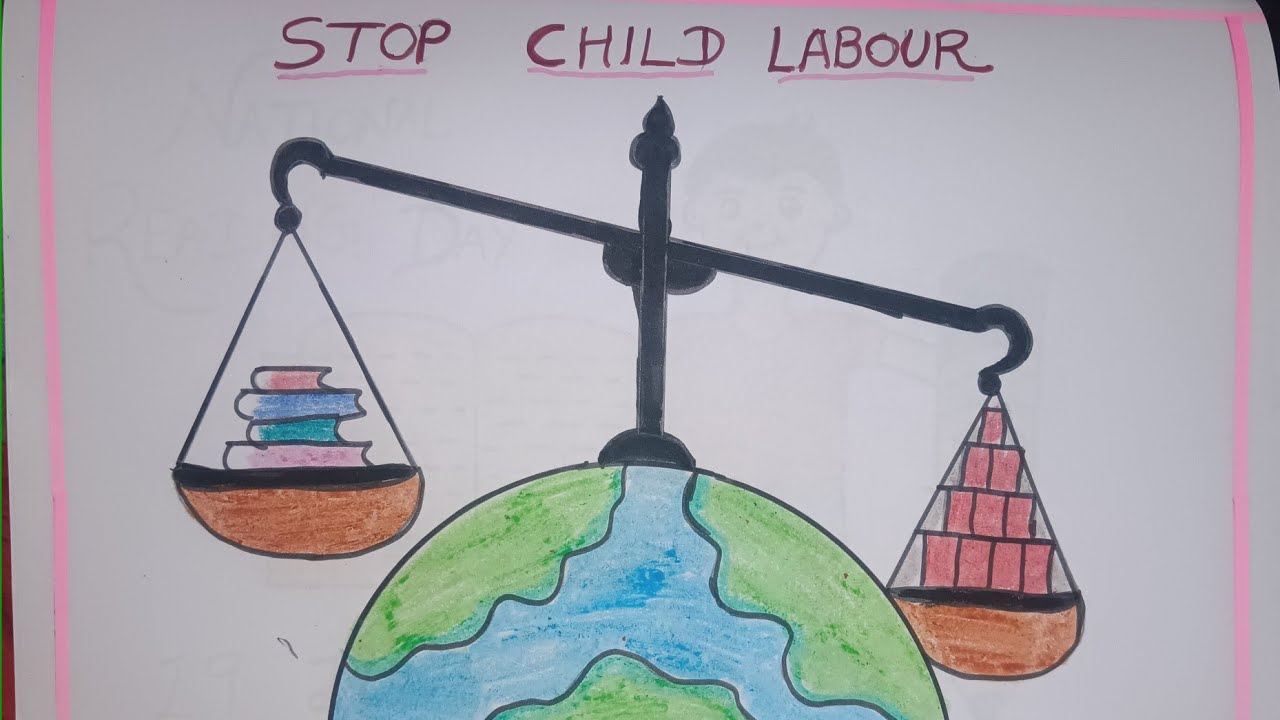 Stop Child Labour Day Drawing/Child Labour Day Poster Drawing Easy Step ...