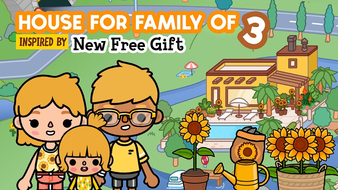 Family of 3 Pool Villa House Inspired by NEW FREE GIFT 🎁 🌻🌻 TOCA BOCA ...