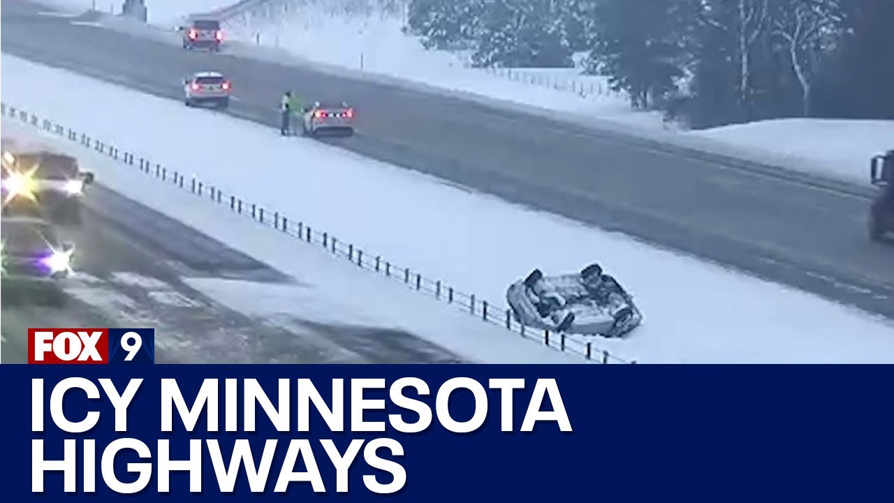 Icy Minnesota roads: Vehicles slipping, sliding all over - YouTube
