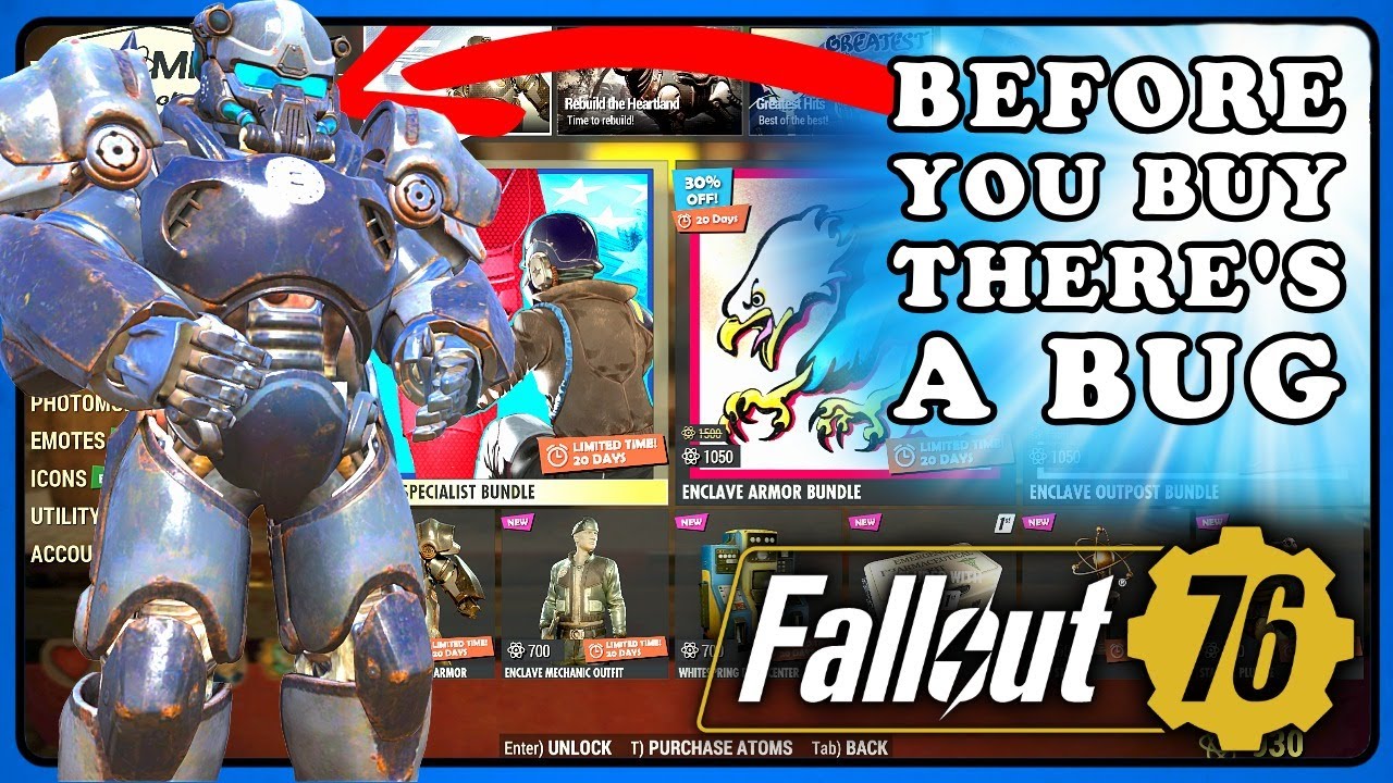 Fallout 76: Enclave Specialist Bundle in game Review. Atomic Shop ...