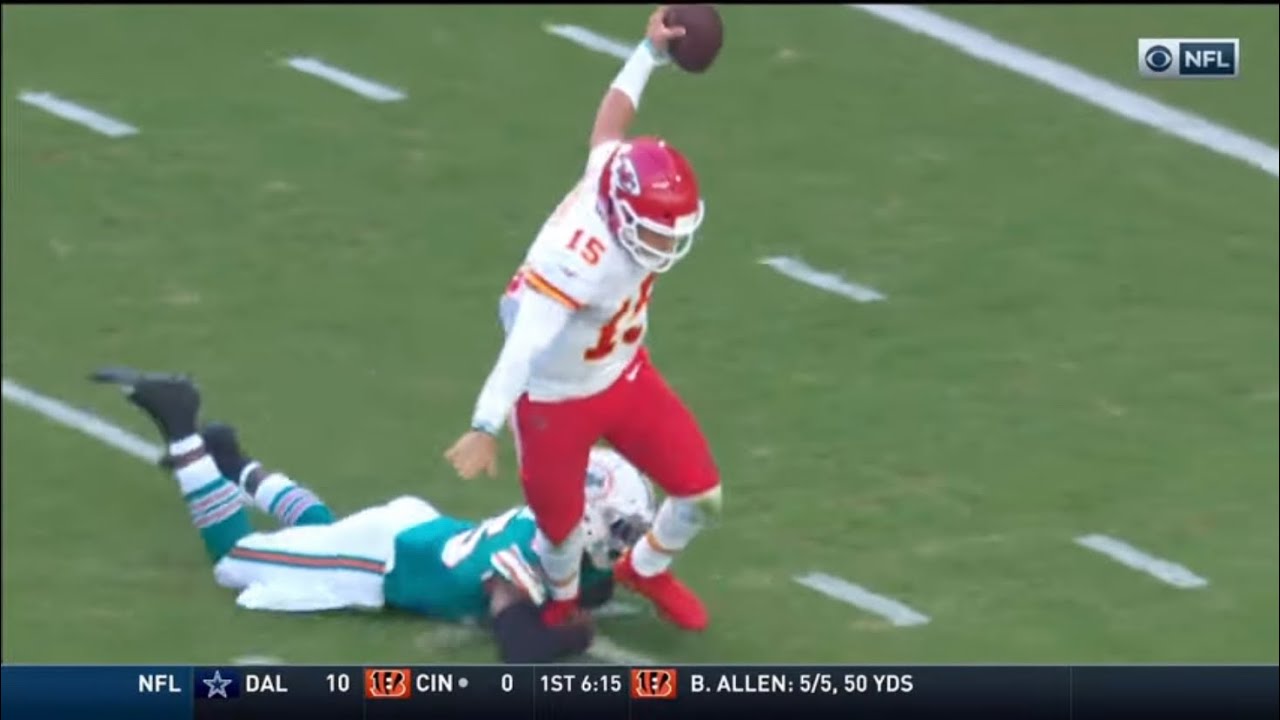 Jerome Baker Records The LONGEST SACK In NFL History On Patrick Mahomes ...