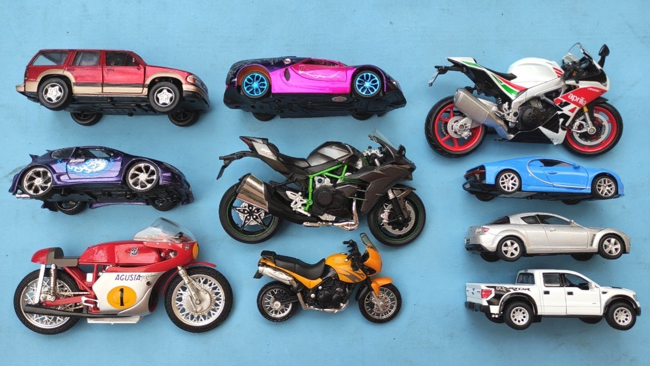 Diecast Metal Scale Color Model Cars 1/32 and Bikes, Ford, Bugatti ...