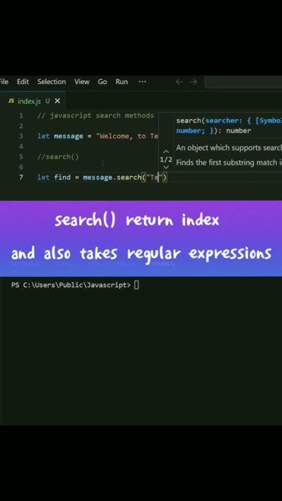 Javascript String Search Methodstrending Coding Programmingtutorial Interviewtips Shorts 5456