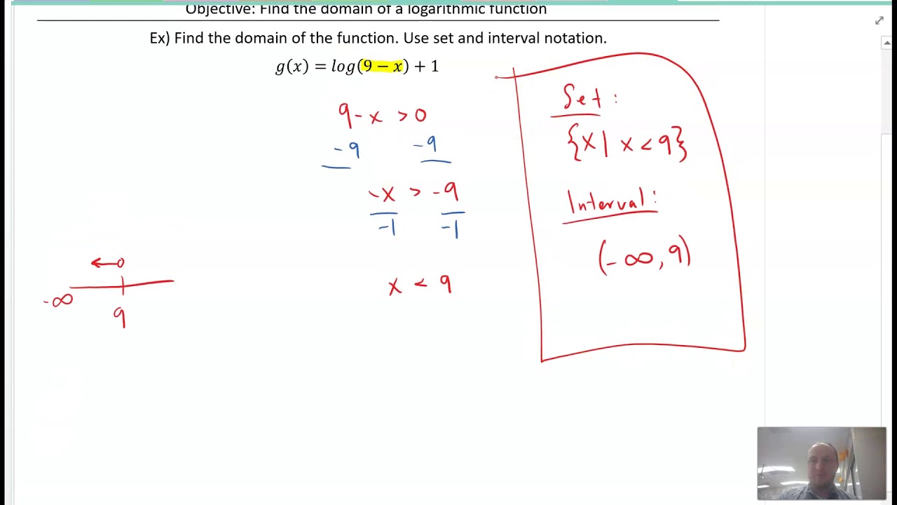 Acc Math 3 9 2A Finding The Domain Of Logarithmic Function YouTube