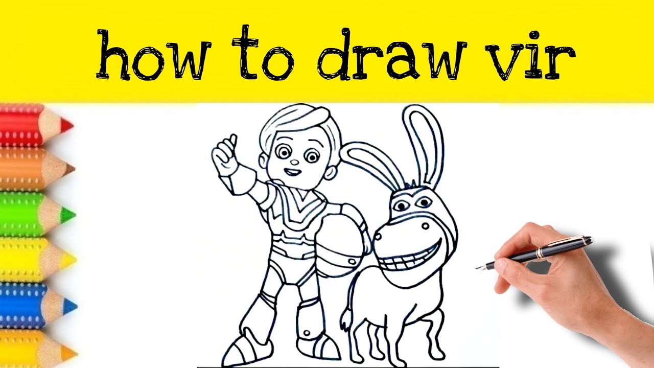 How to draw vir the robot boy step by step | drawing and coloring vir ...