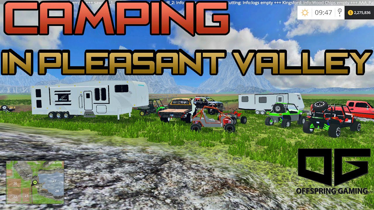 Farming Simulator 2015 - Camping In Pleasant Valley Rivers - YouTube