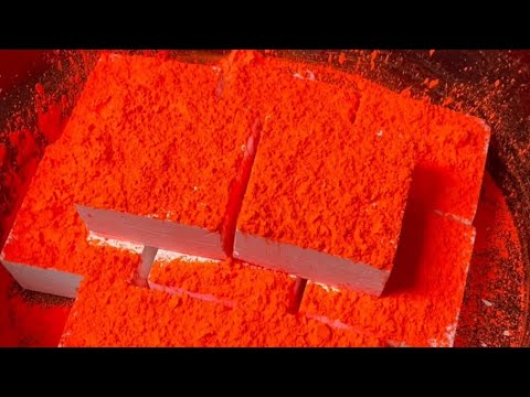 Orange Pigment Powder on Fresh Chalk - YouTube