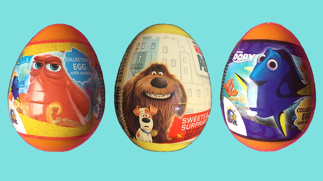 3 Surprise Eggs Disney Pixar FINDING DORY, THE SECRET LIFE OF PETS ...