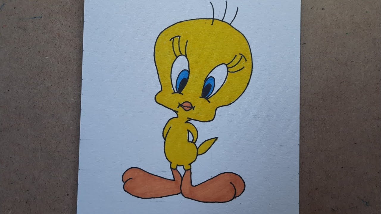 How to draw Tweety using Alcoholic Markers l How to paint Tweety l easy ...