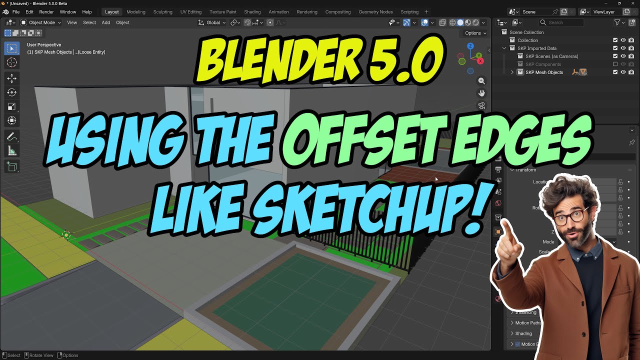 Blender 5.0 for SketchUp users: Using the Offset tool - YouTube