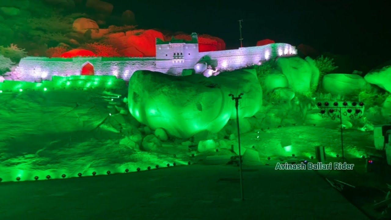 Night View of Bellary Streets 🥰 Ballari Utsav 2023. Ballari Fort Lights ...