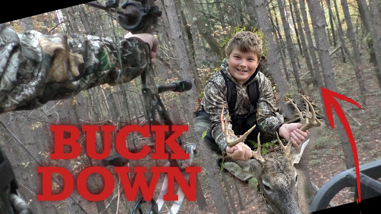 11 year old gets 10 point buck #hunting #archery - YouTube