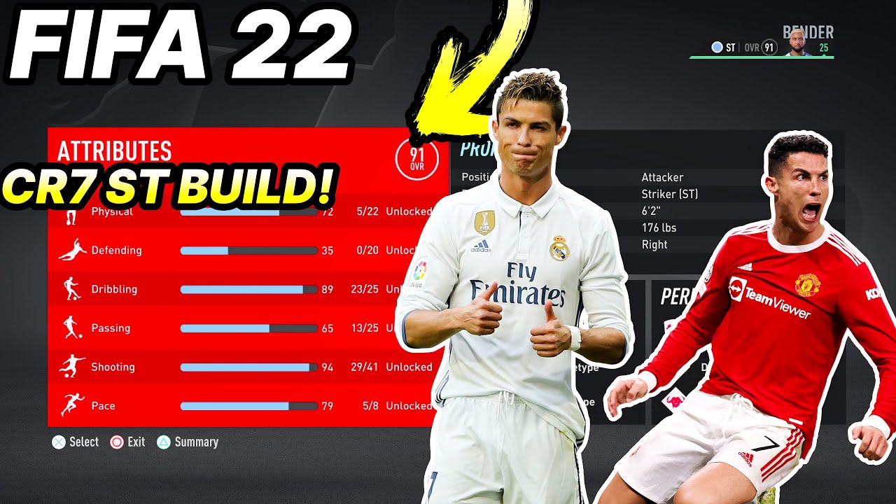 CRISTIANO RONALDO BUILD FOR PLAYER CAREER MODE! *UPDATED* 🏆 | FIFA 22 ...