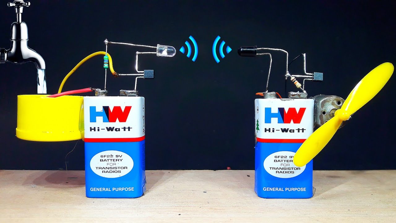 wireless water sensor dc motor fan / school scince project - YouTube