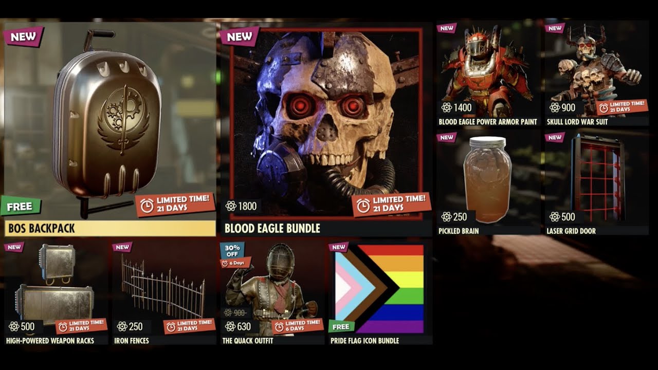 Fallout 76 - Atomic Shop Items - 15th June 2021 - Blood Eagle Bundle ...