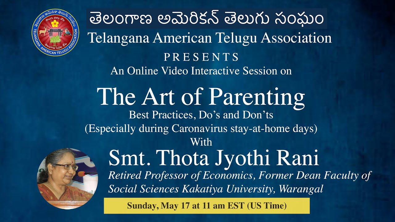 TATA Zoom Session with Dr. Thota Jyothi Rani - May 17, 2020 - The Art ...