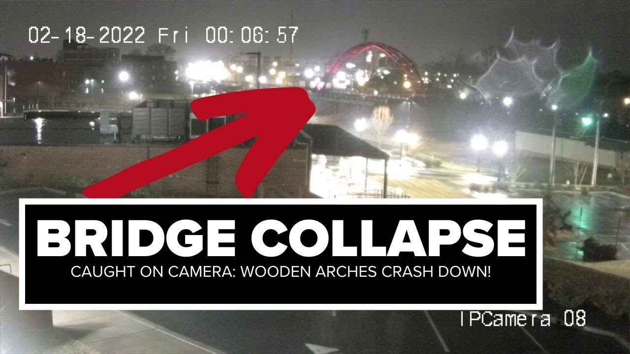 CAUGHT ON CAMERA: Hickory, NC pedestrian bridge arches collapse - YouTube