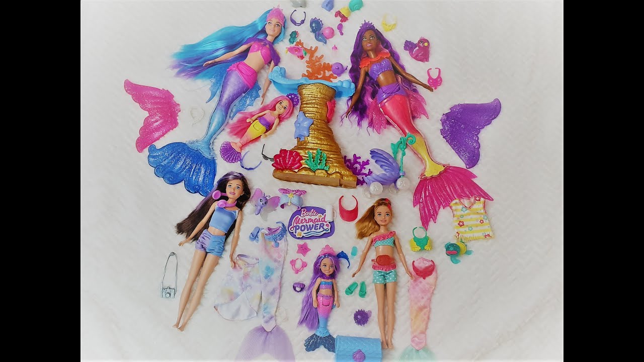 💖🧜‍♀️Conjunto COMPLETO de muñecas Barbie Mermaid Power Malibú, Brooklyn ...