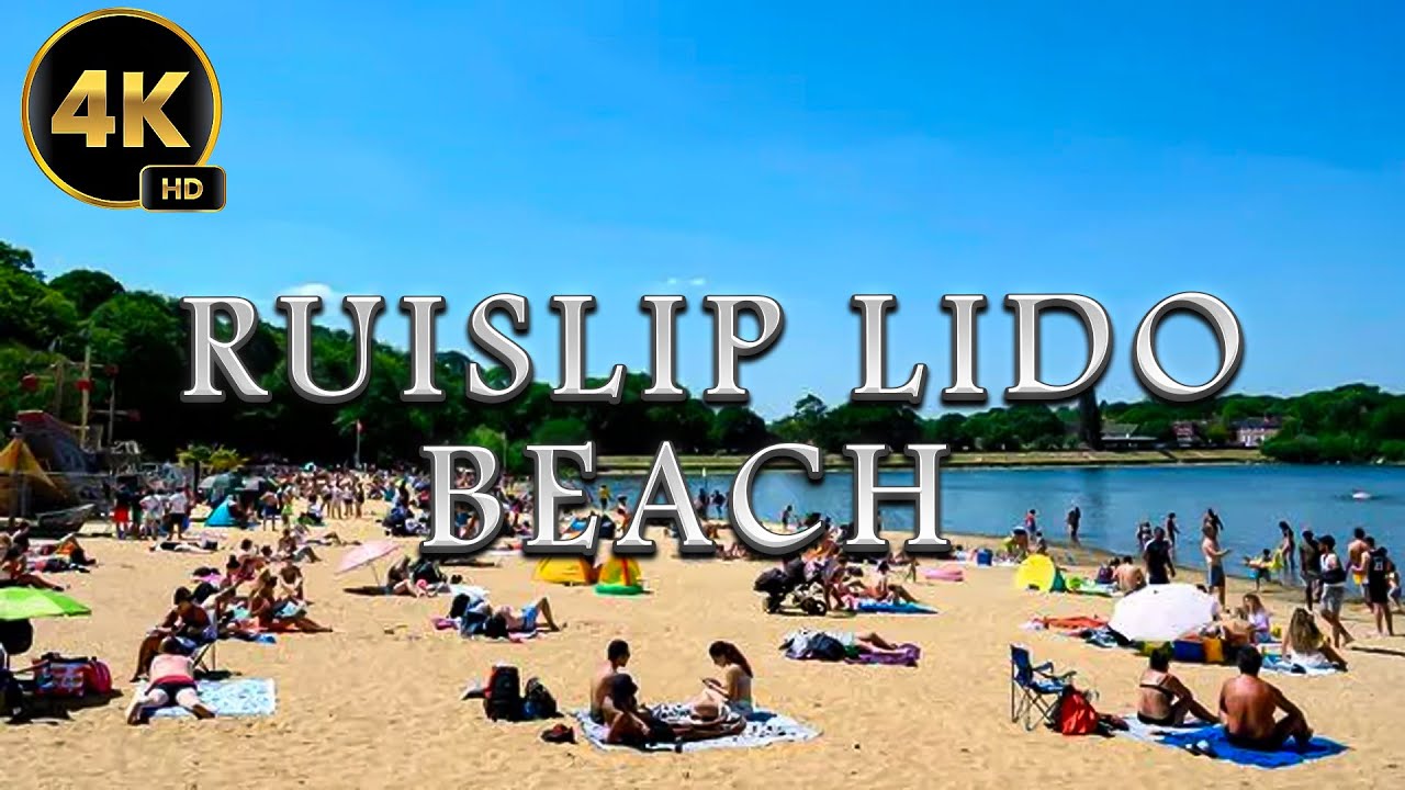 Ruislip lido beach🌞London🇬🇧 walking tour on the beach 4k in England ...
