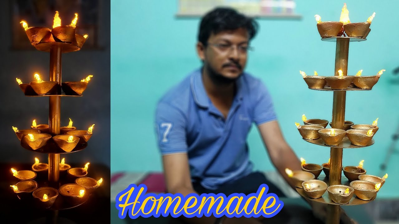 Diwali Diya Light || मिट्टी के दिये से घर पर बनाये Diwali Decoration ...