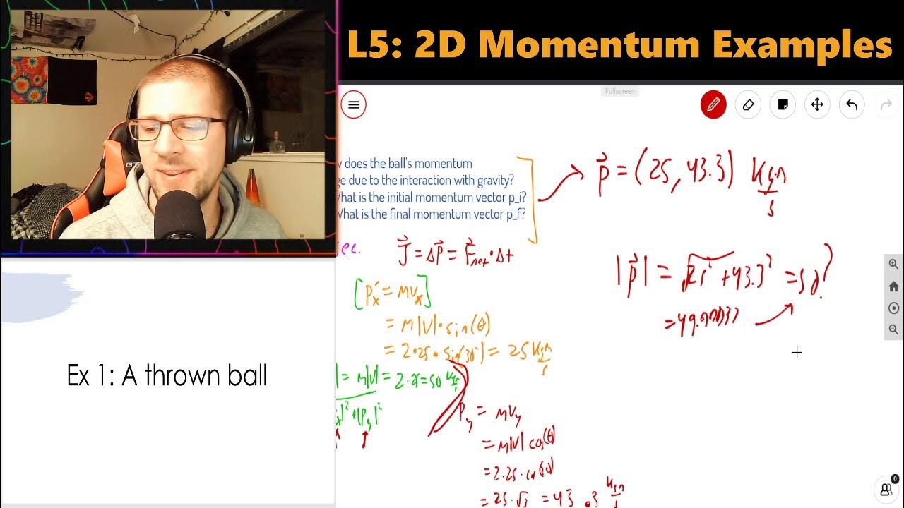 A Thrown Ball: Lecture 5, 2D Momentum Examples - YouTube