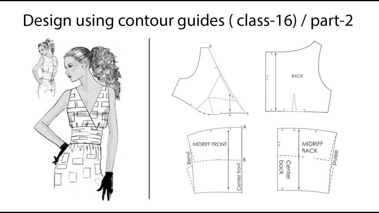 Design using contour guides part-2/ class-16/ pattern making classes ...
