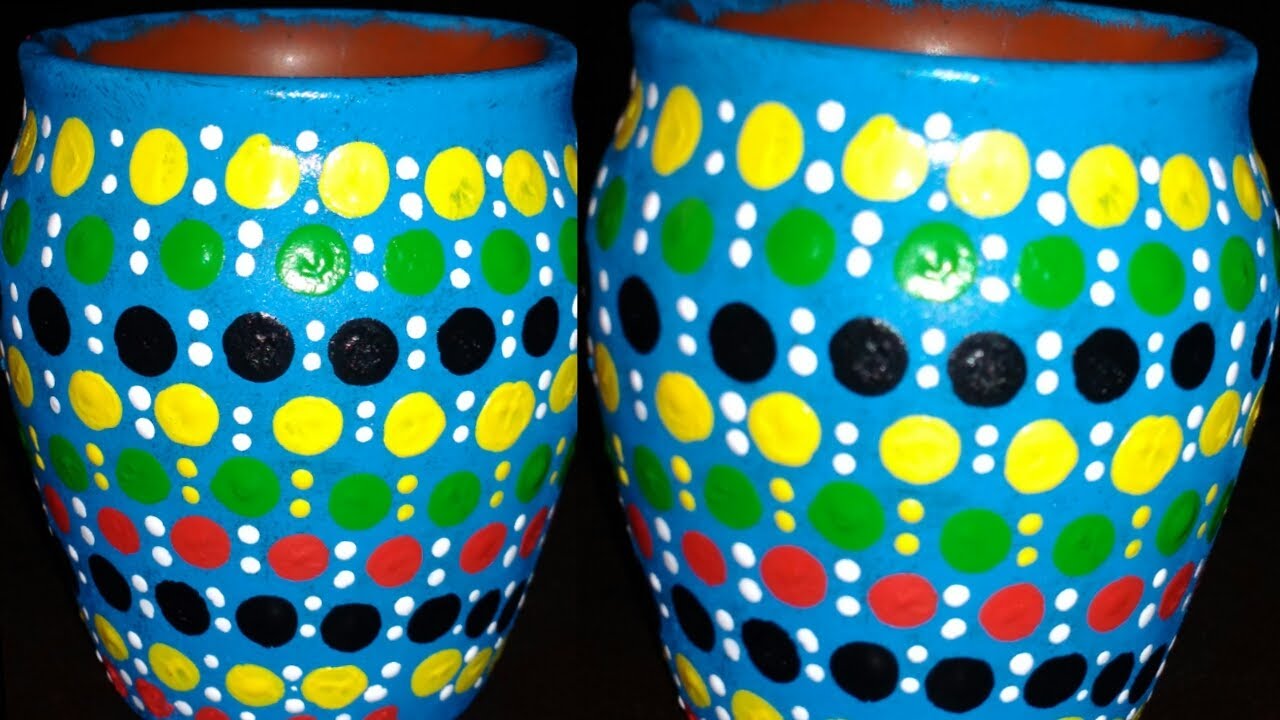 Mandala art on kullahad || matka art design ideas painting || vase ...